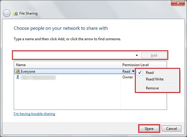 Setting up a password-protected file share for the Scan to Network Folder